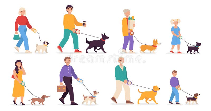 Different Breeds Dogs Walking Stock Illustrations – 157 Different ...