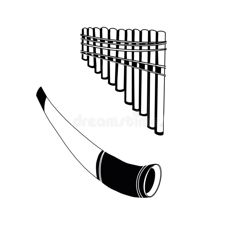 Set of Vector Illustrations. Russian Folk Instruments, Horn, Kugikla ...