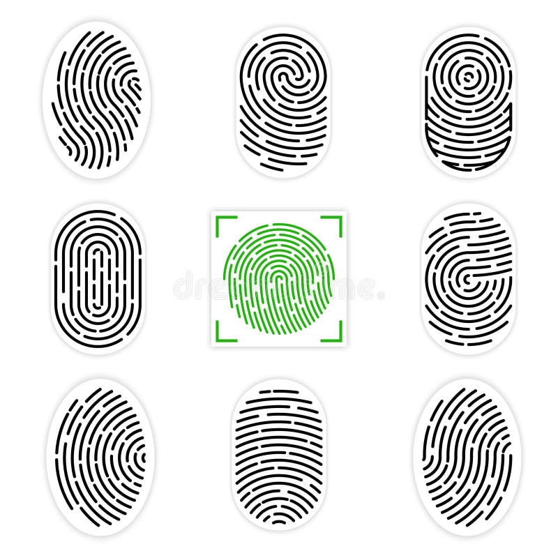 Set of Vector Illustrations of Security Fingerprint Authentication ...