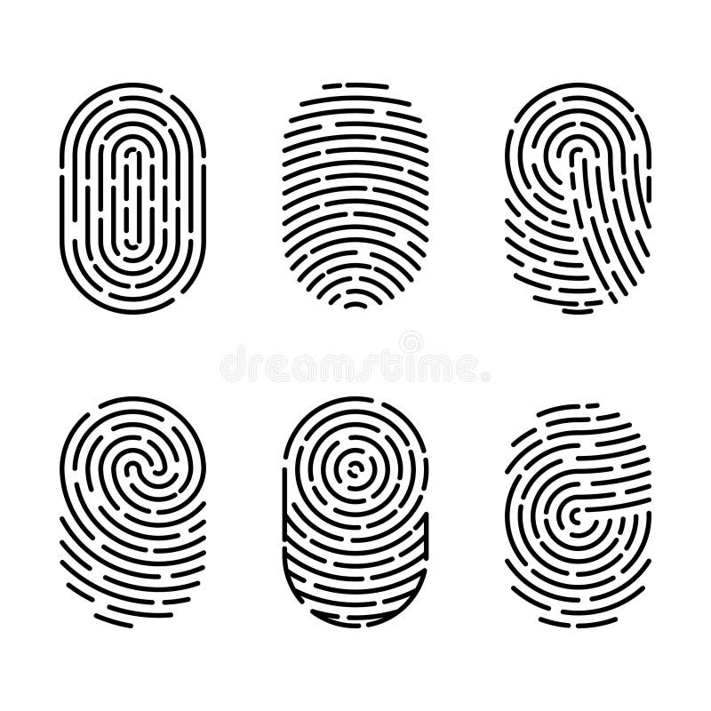 Set of Vector Illustrations of Security Fingerprint Authentication ...