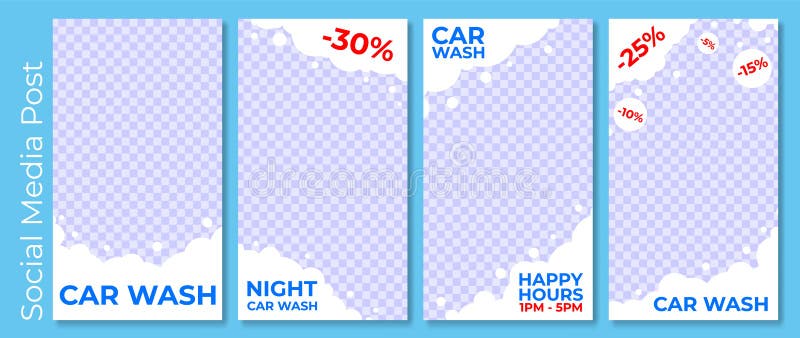 Set Vector Illustrations Social Media Post Car Wash Stock Vector ...