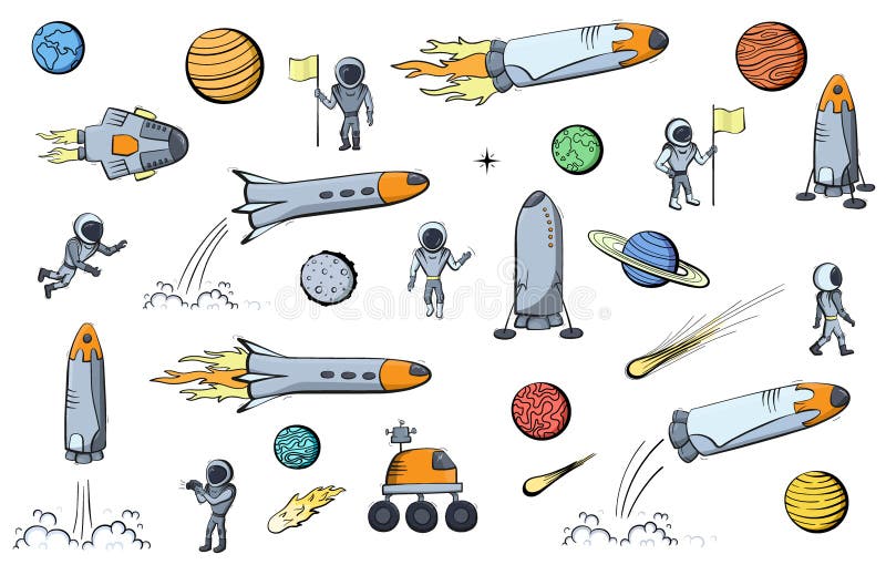 Set of Vector Illustrations of Space Objects Stock Vector ...