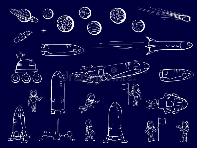 Set of Vector Illustrations of Space Objects Stock Vector ...