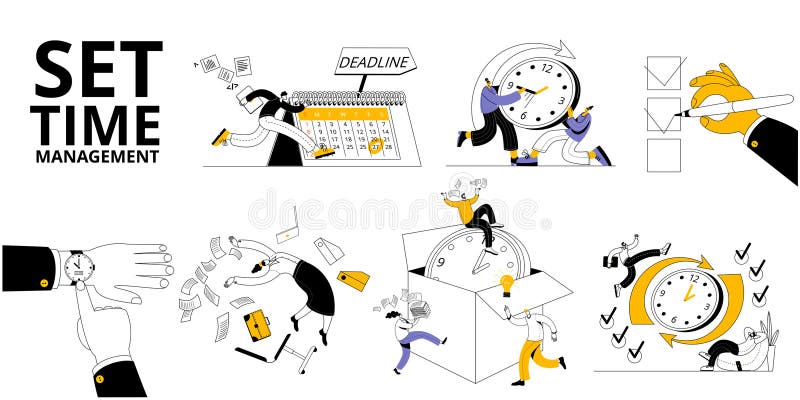 A Set of Vector Illustrations on the Topic of Time Management and ...