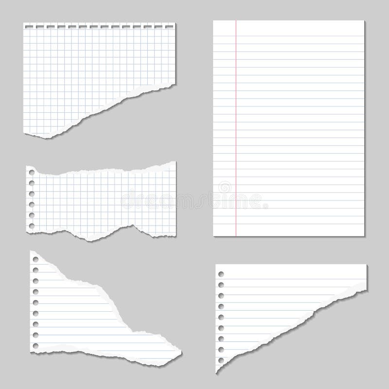 Set of Vector Illustrations of Torn Pages of Notebook Paper Line Stock ...