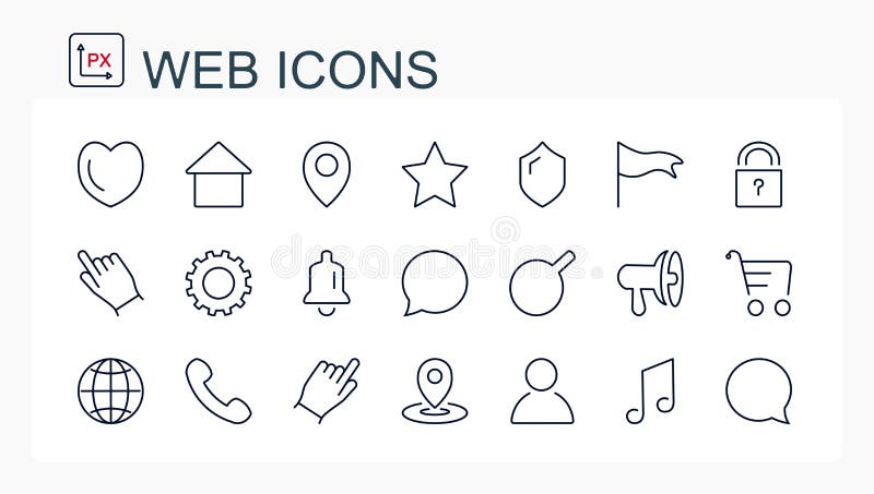 A Set of Vector Illustrations, Web Icons from a Thin Line. Stock Vector - Illustration of ...