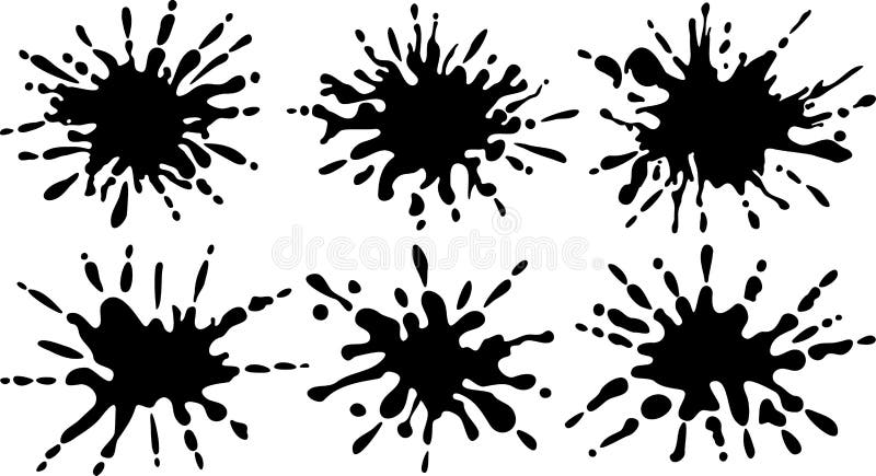 Set Vector Image Ink Black Blob Liquid Flows Stock Vector ...