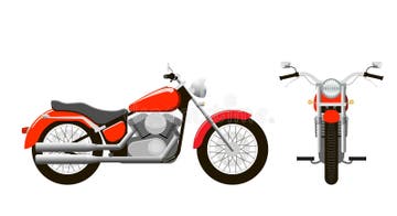 Set of Vector Images of a Motorcycle, Front, Side View. Chopper Stock ...