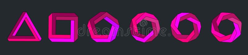 Set of Vector Impossible Polygons - Abstract Optical Art Elements Stock Vector - Illustration of ...