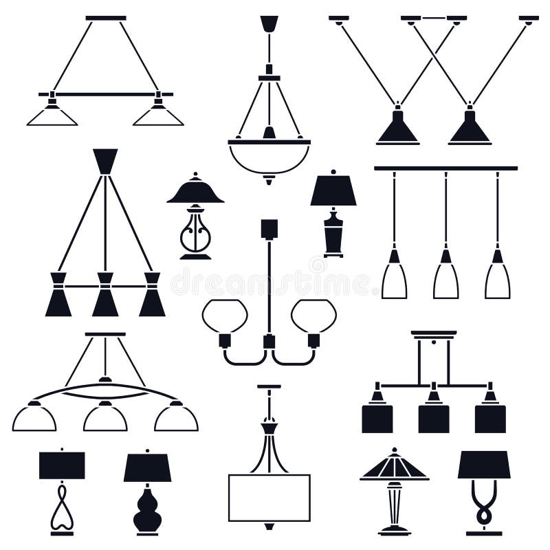 Set of Vector Indoor Lights Stock Vector - Illustration of illumination ...