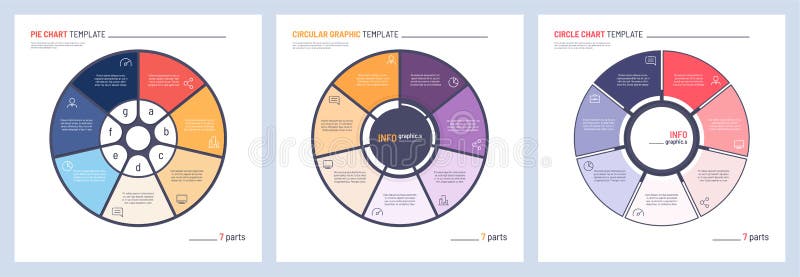 Set of Vector Infographic Circle Chart Templates. 7 Parts Stock Vector ...