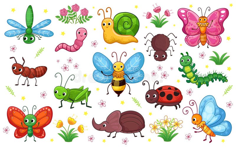 Set of Vector Insects on a White Background. Collection of Insects in a ...