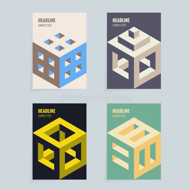 Set of Vector Isometric Covers Design Stock Vector - Illustration of ...