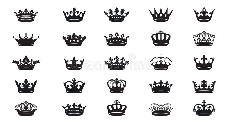 Set of Vector King Crowns Icon on White Background. Vector Illustration ...