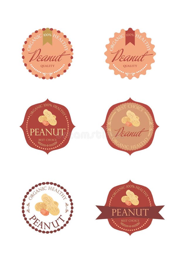 Set of Vector Label with Peanuts. Stock Vector - Illustration of pack ...