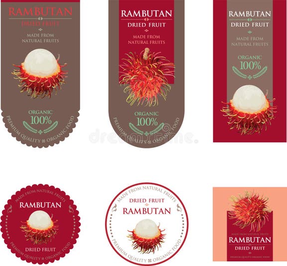 Set of Vector Label with Rambutan Dried. Stock Illustration ...