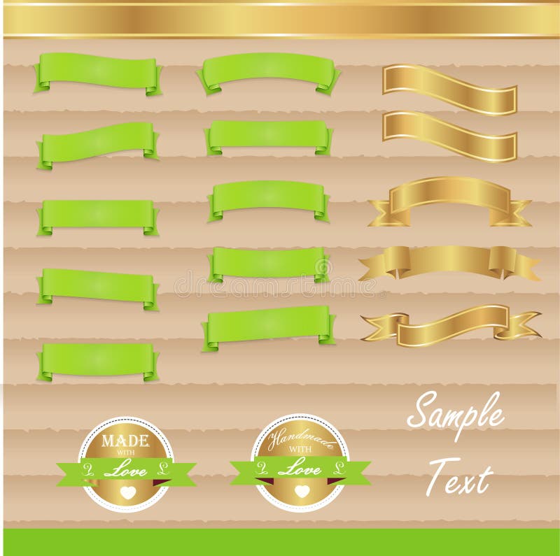 Set of Vector Labels and Golden Ribbons Stock Vector - Illustration of ...