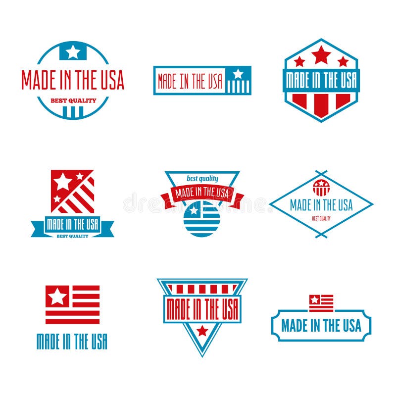 Set of Vector Labels, Logo, Badges and Signs Made in USA Stock Vector ...