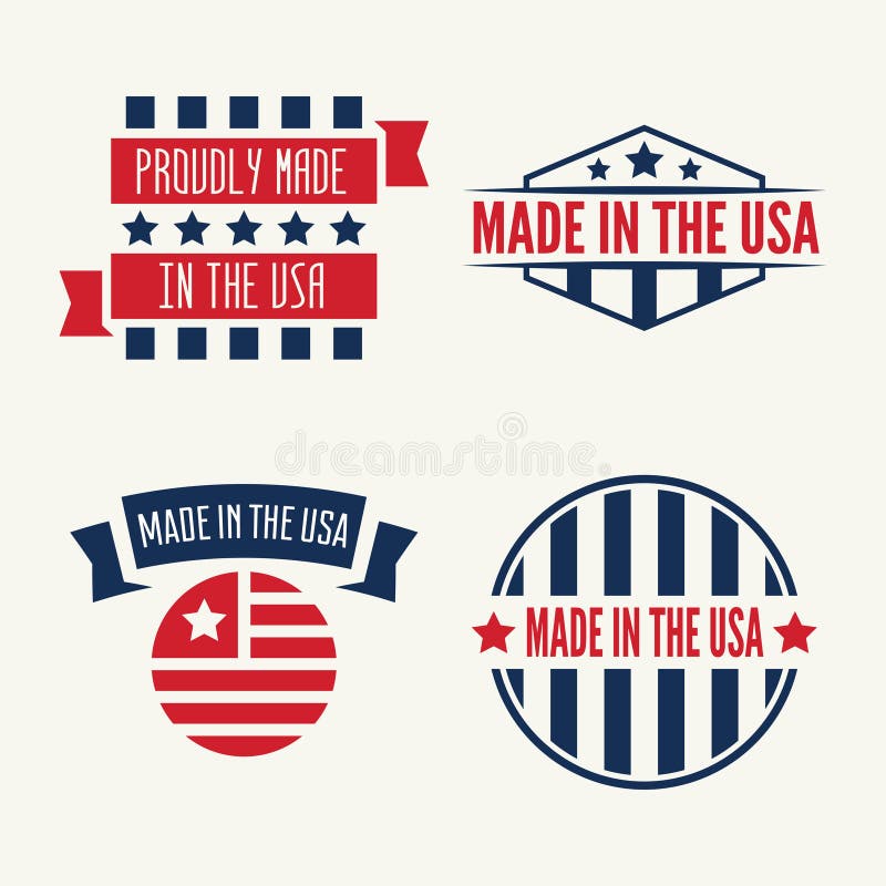Set of Vector Labels, Logo, Badges and Signs Made in USA Stock Vector ...