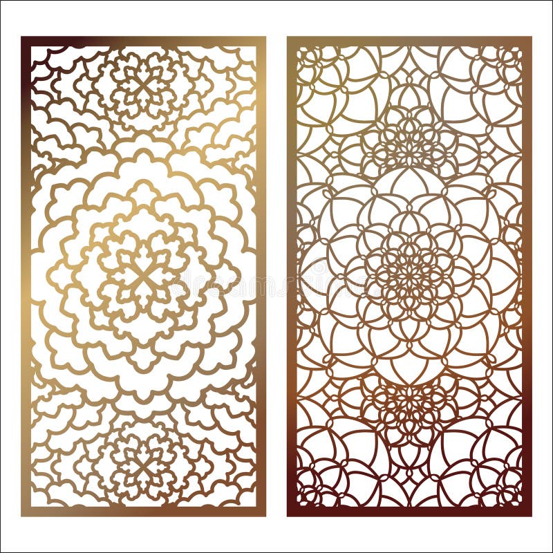 Set of Vector Laser Cut Panel. Pattern Template for Decorative P Stock ...