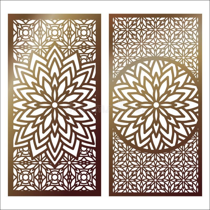 Set of Vector Laser Cut Panel. Pattern Template for Decorative P Stock ...