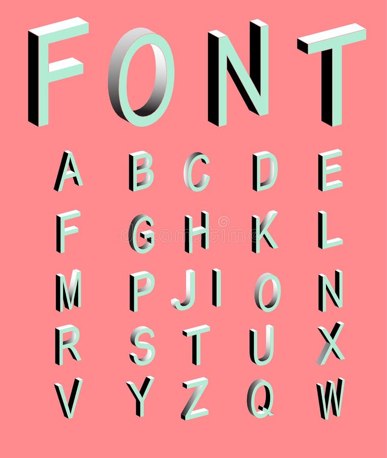 Vector Isometric Cubical Alphabet. Set of Vector Letters Constructed on ...