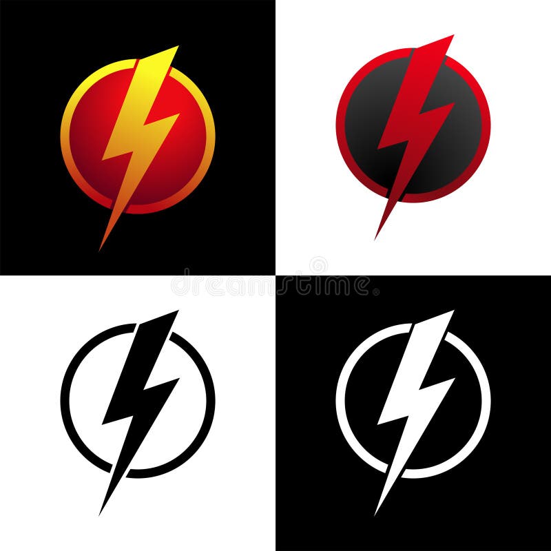 A Set of Vector Lightning Logo Concept Design Template Illustration ...