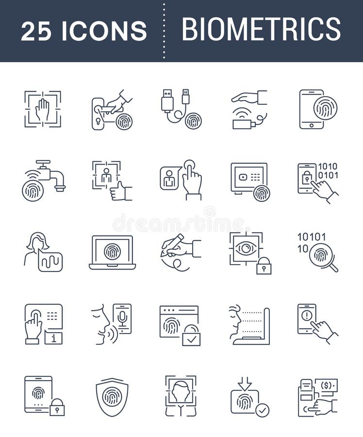 Set Vector Line Icons of Biometrics. Stock Illustration - Illustration ...