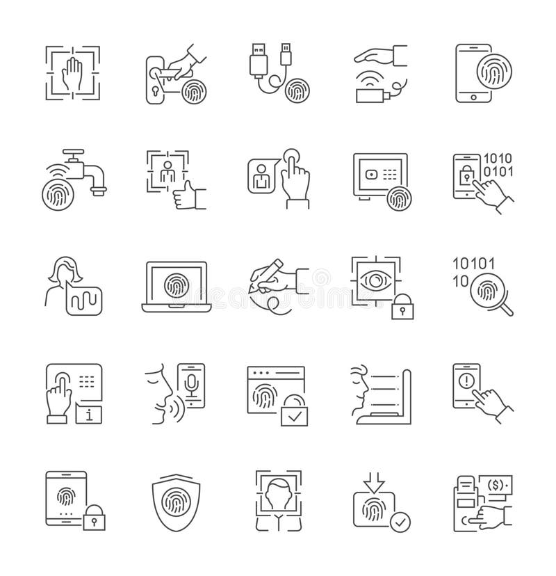 Set Vector Line Icons of Biometrics. Stock Illustration - Illustration ...