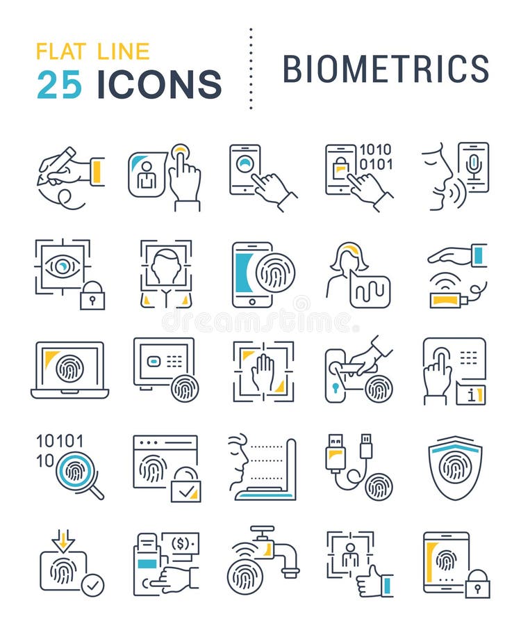 Set Vector Line Icons of Biometrics. Stock Illustration - Illustration ...