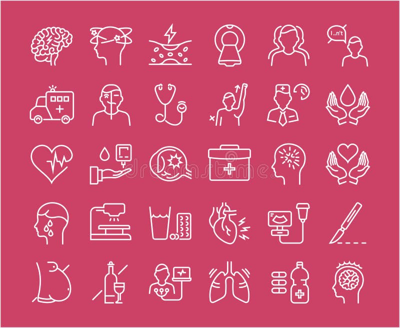 Set Vector Flat Line Icons Stroke Stock Illustration - Illustration of ...