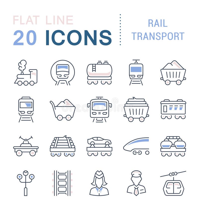 Set Vector Line Icons of Rail Transport. Stock Illustration ...
