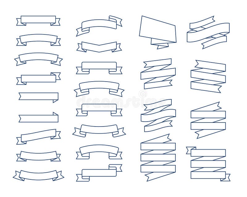 Set of Vector Line Ribbons and Banners Stock Vector - Illustration of ...