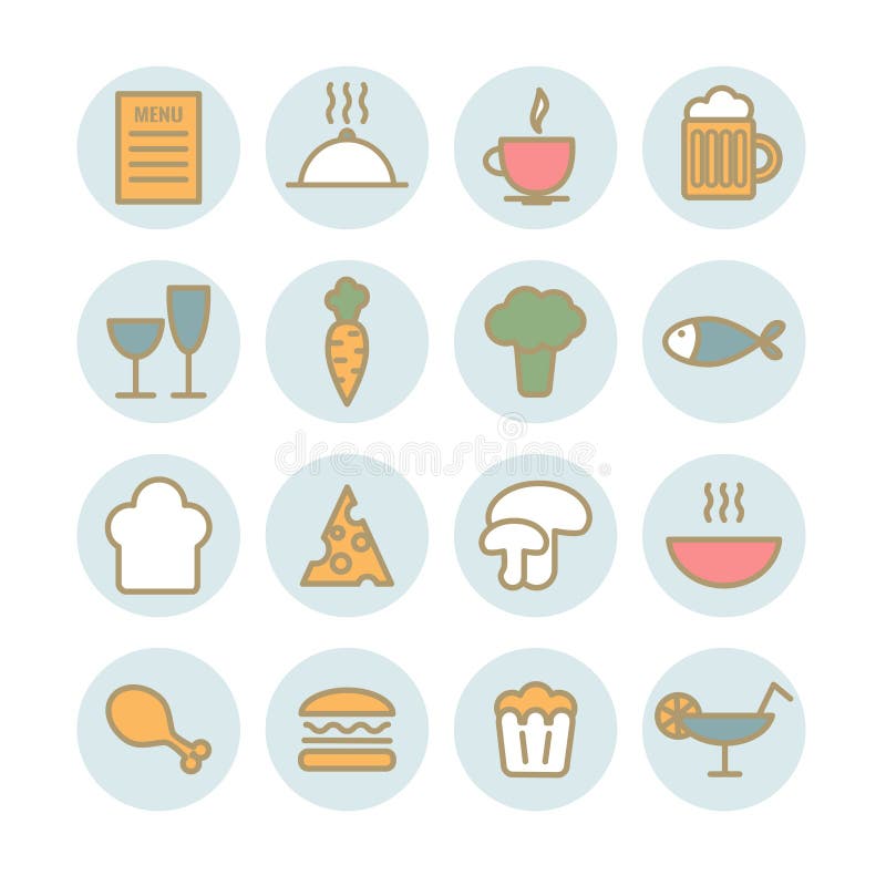 Set of Vector Linear Food Icons Stock Vector - Illustration of modern ...
