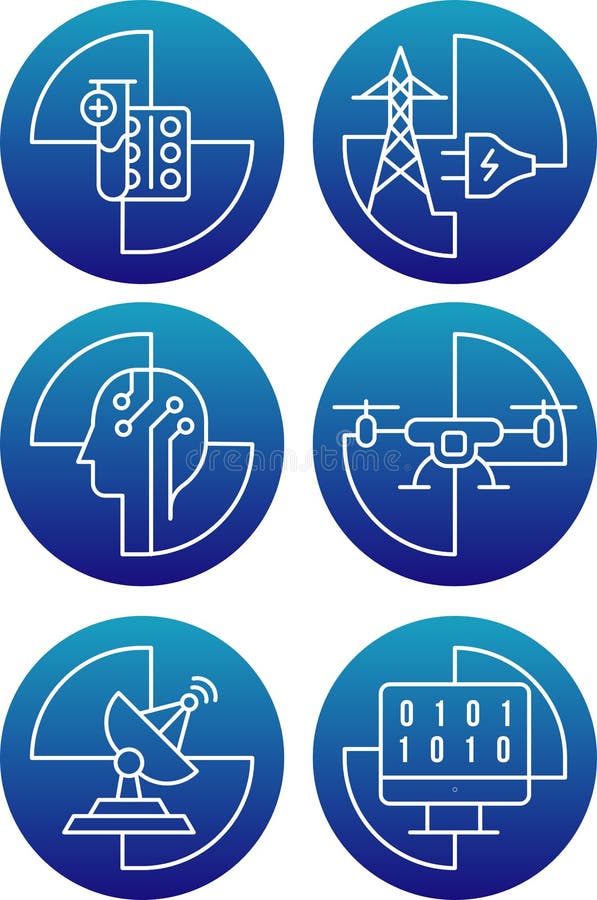 Set of Vector Linear Technological Icons Stock Vector - Illustration of ...