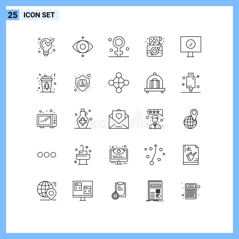 Set of 25 Vector Lines on Grid for Computer, Photograph, Female, Photo ...