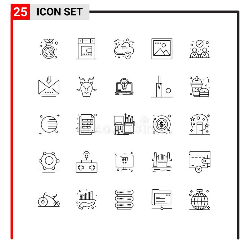 Set of 25 Vector Lines on Grid for Email, Partnership, Data ...