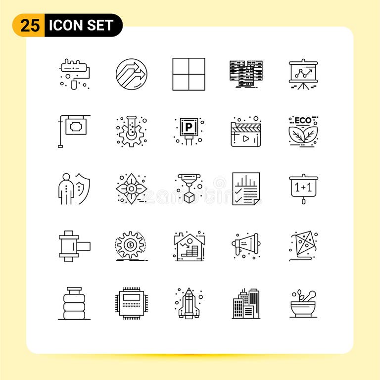 Set of 25 Vector Lines on Grid for Projector, Graph, Wireframe, Chart ...