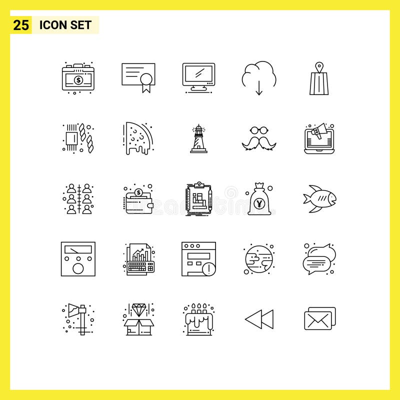 25 Thematic Vector Lines and Editable Symbols of Road, Server, Device ...