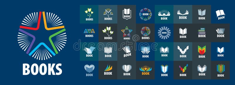 A Set of Vector Logos of Books on Different Colored Backgrounds Stock ...