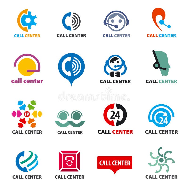 Set of Vector Logos Call Center Stock Vector - Illustration of logo ...
