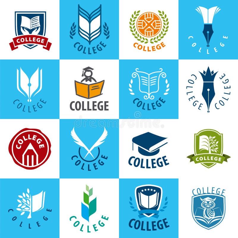 Set of Vector Logos College Stock Vector - Illustration of foliage ...