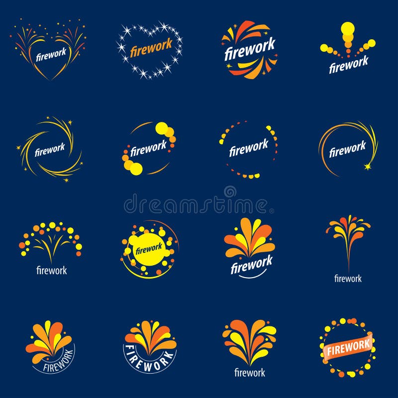 Set of Vector Logos for Fireworks Stock Vector - Illustration of ...