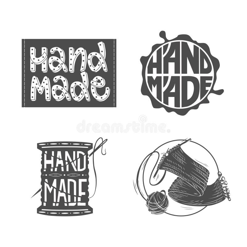 Set of Logos for Handmade Shops. Tailor Salon Advertisement Logotypes ...
