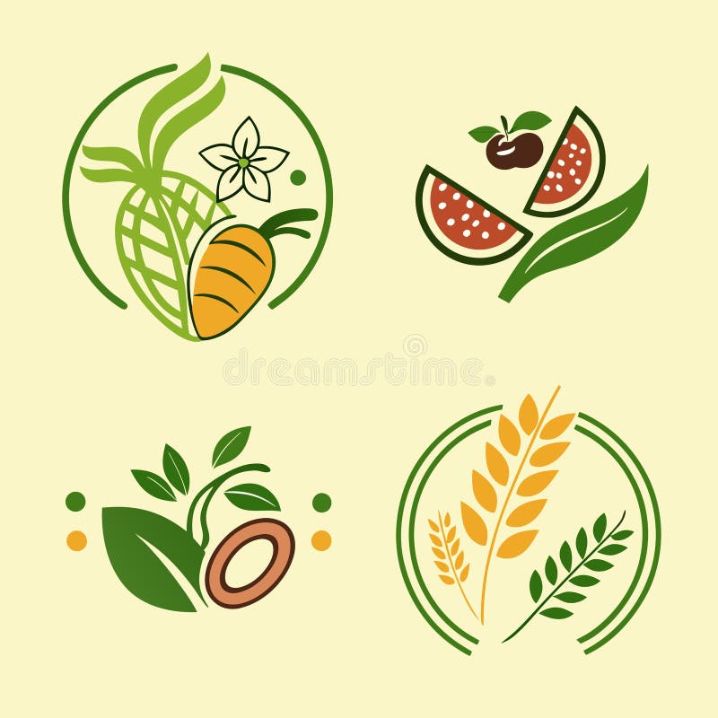 A Set of Vector Logos on the Topic of Healthy Eating, Including Images ...