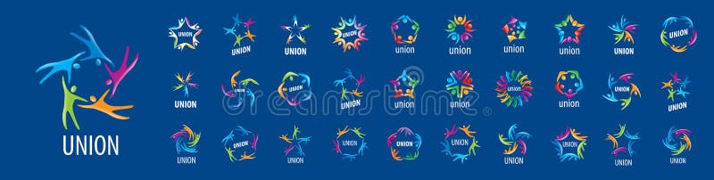 A Set of Vector Logos of the Union on a Blue Background Stock Vector ...