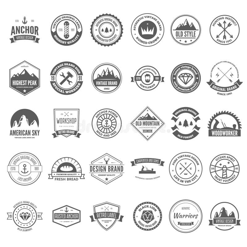Set of Vector Logotypes Elements, Labels, Badges and Silhouettes Stock ...