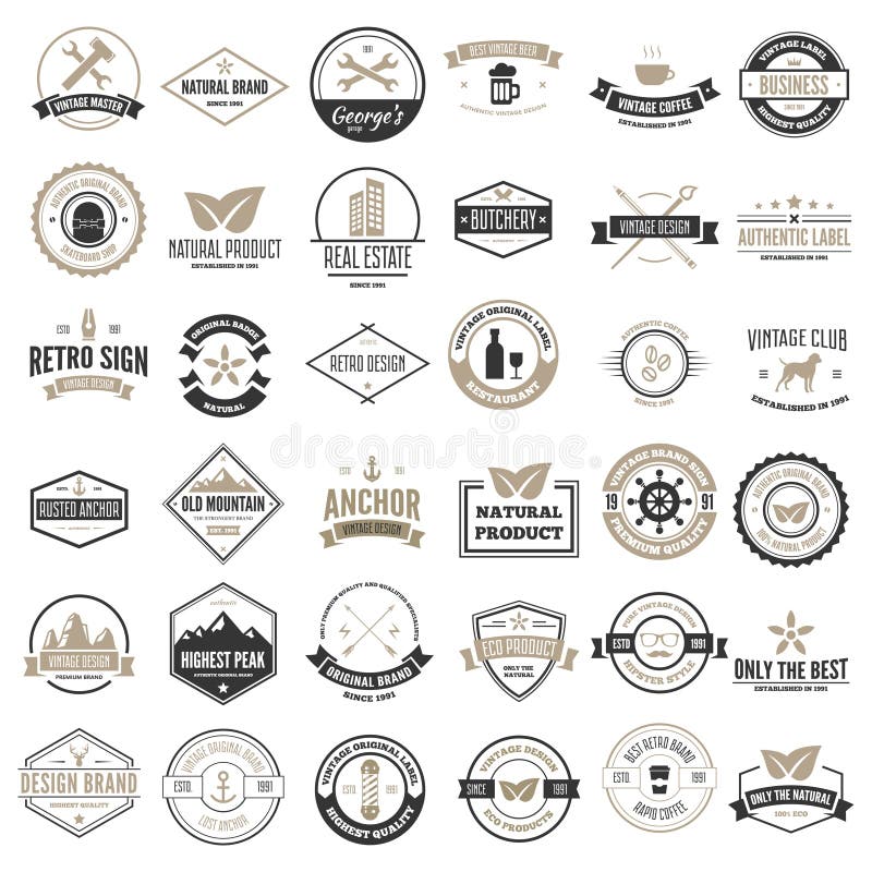 Set of Vector Logotypes Elements, Labels, Badges and Silhouettes Stock ...
