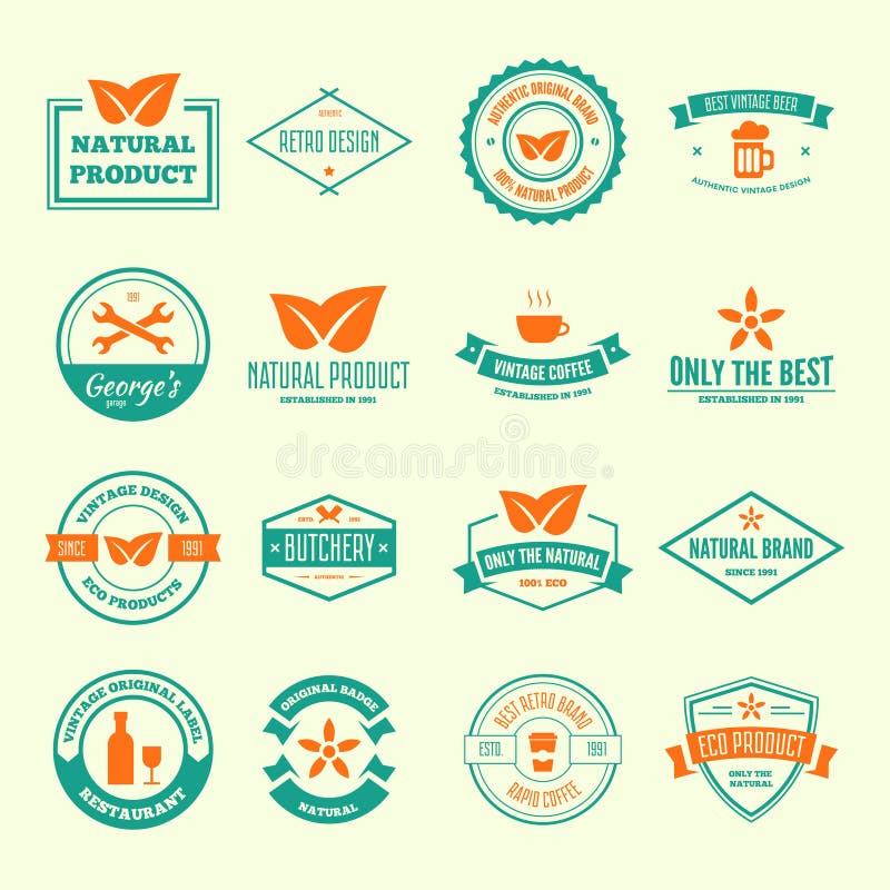 Set of Vector Logotypes Elements, Labels, Badges and Silhouettes Stock ...