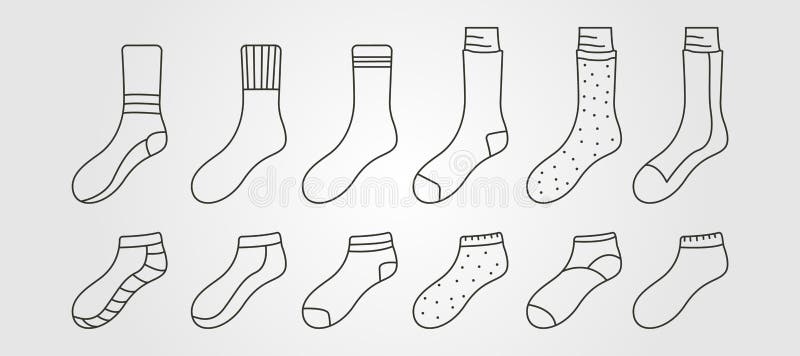 Set of Vector Long and Short Socks Line Art Symbol Illustration Design ...